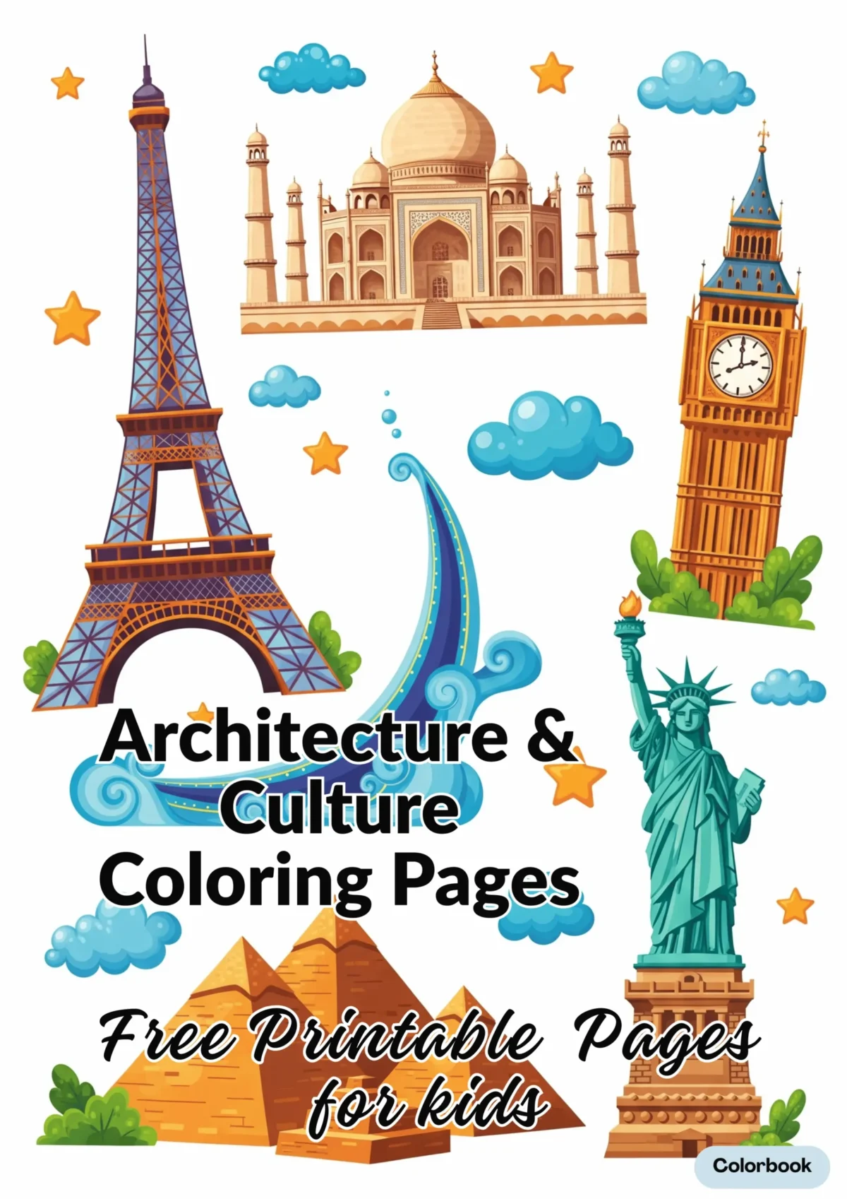 Free Architecture and Culture Coloring Book PDF Printables