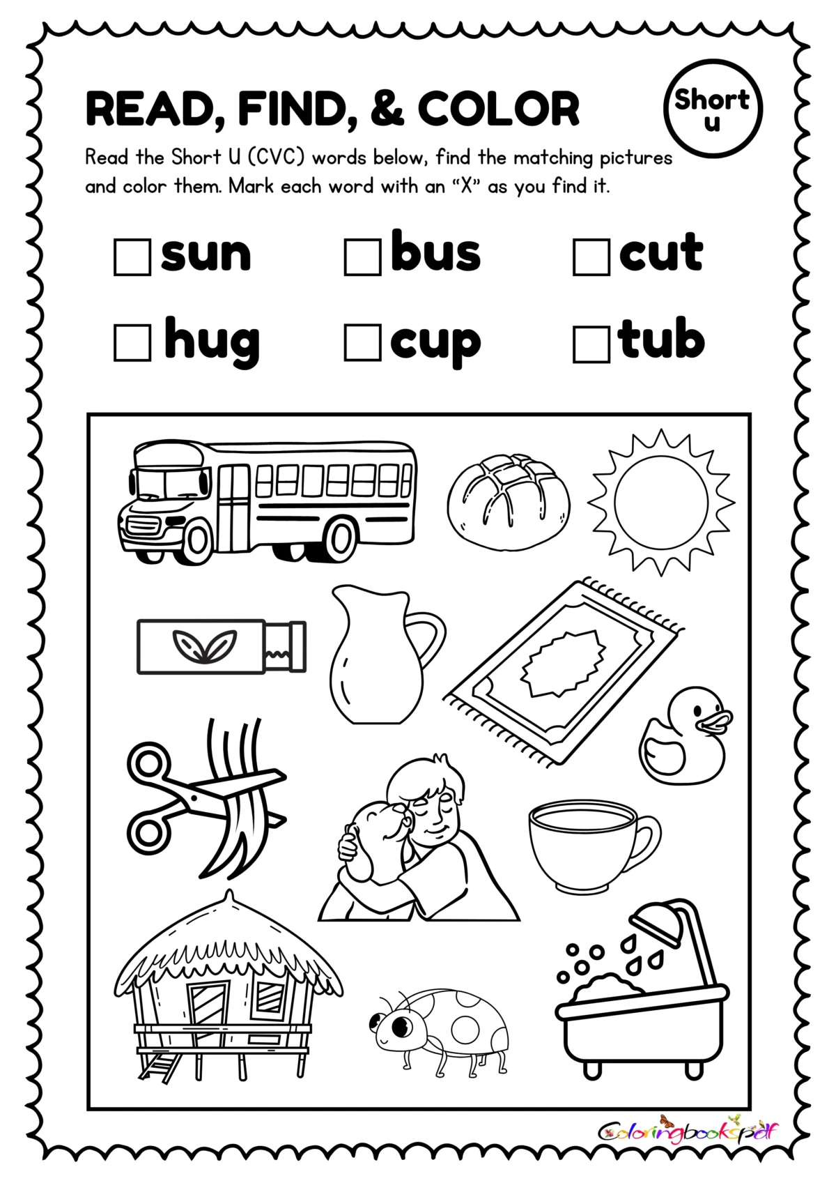 Alphabet CVC Activities | Read Find Color Worksheets PDF