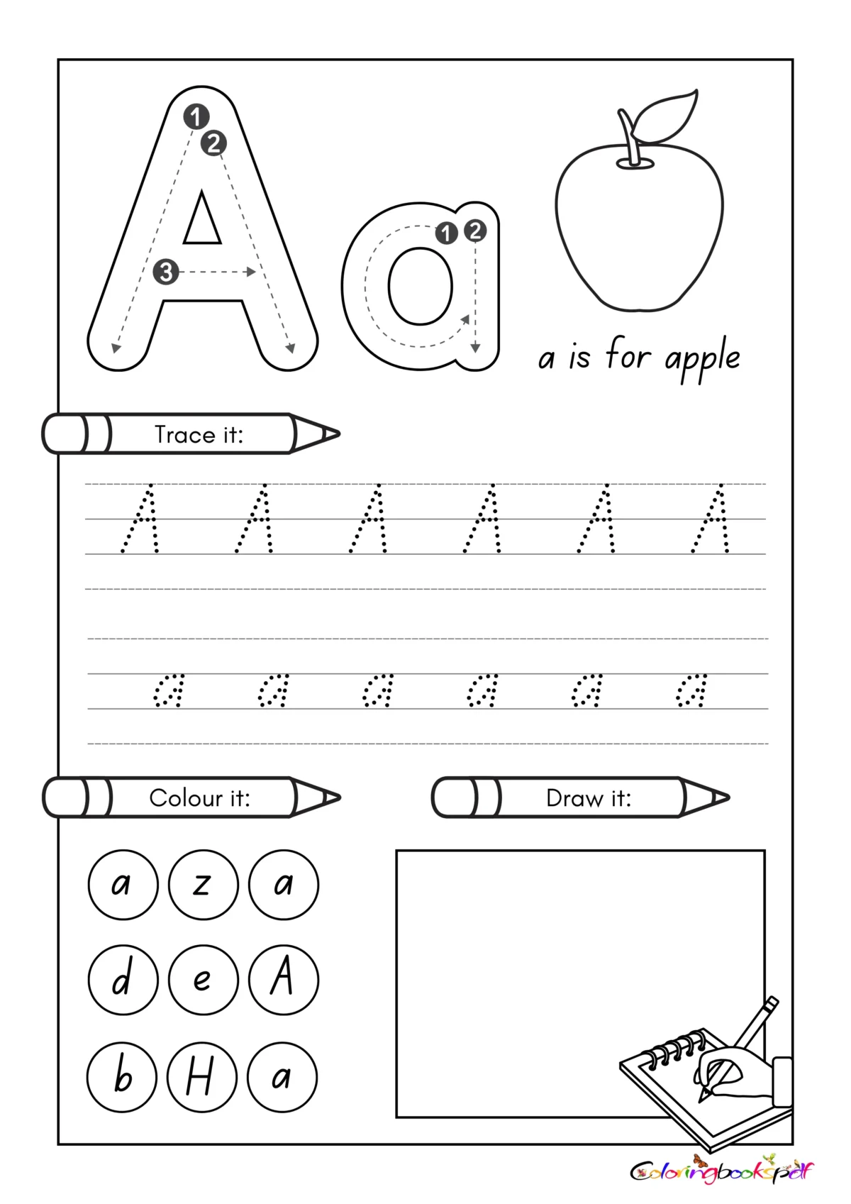 Alphabet Trace Color Draw Activities | Printable PDF